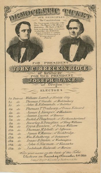 Election Of 1860 Candidates And Parties